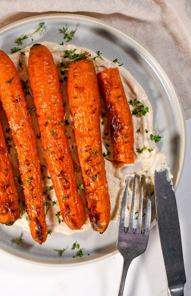 Roasted Carrots with Tofu Spread - Veggie Anh